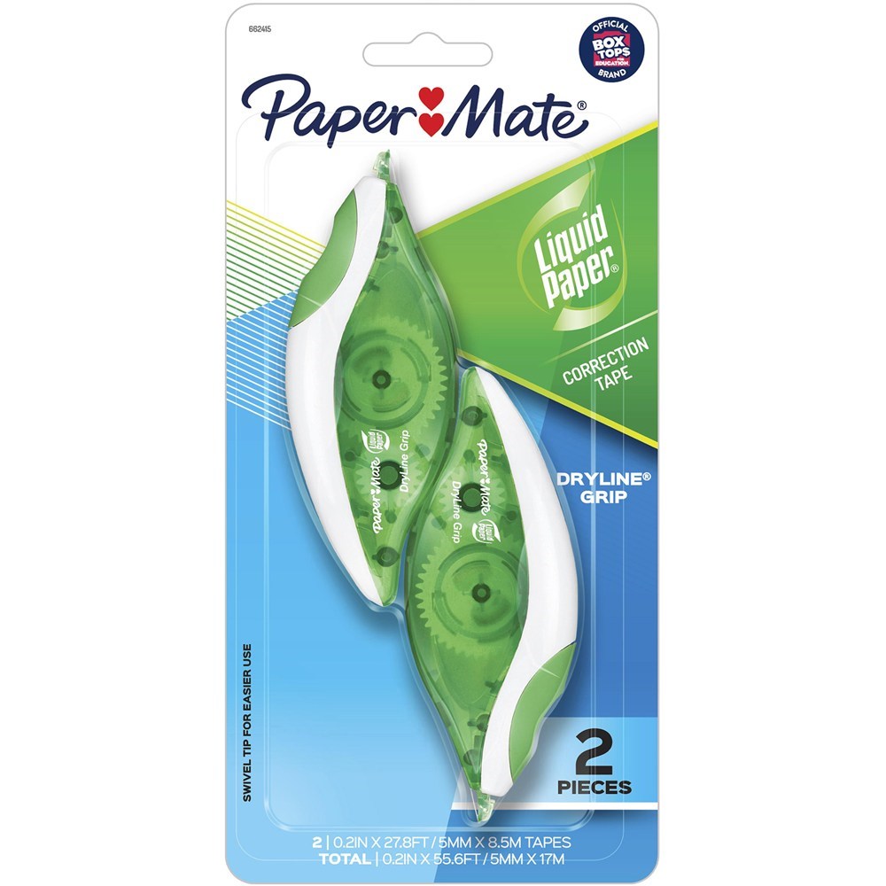 Correction Paper Mate Liquid Paper Correction Tape Dryline Grip Recycled Pack Of 2 Stuart and Dunn Office Choice Office Supplies Stationery Furniture