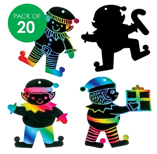 Art & Craft - CleverPatch Scratch Board Elves Pack of 20 - Stuart and ...