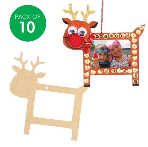 Art & Craft - CleverPatch Wooden Hanging Reindeer Frames Pack of 10 ...