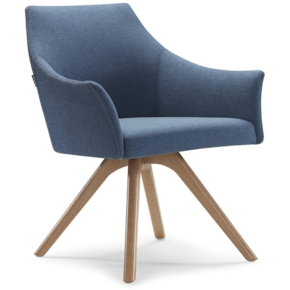 Chairs & Accessories - Tulip Tub Chair Timber Base Blue Fabric Seat ...