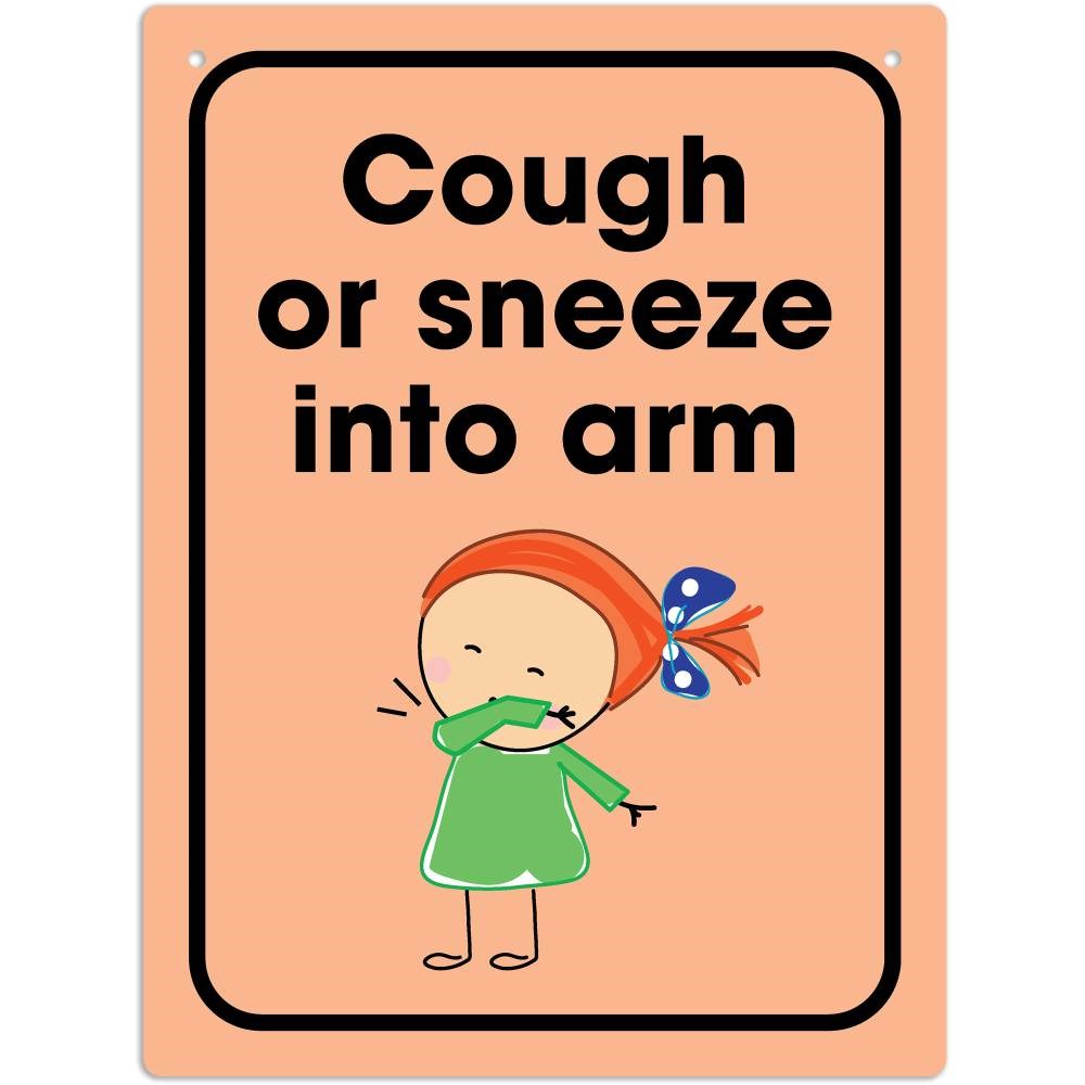 Safety - Durus School Sign Cough Sneeze in Arm 225x300mm Wall Mounted ...