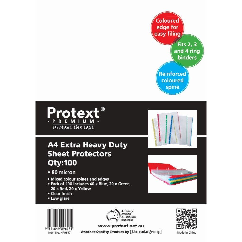 Files - Protext Premium Sheet Protectors A4 Extra Heavy Duty Coloured ...