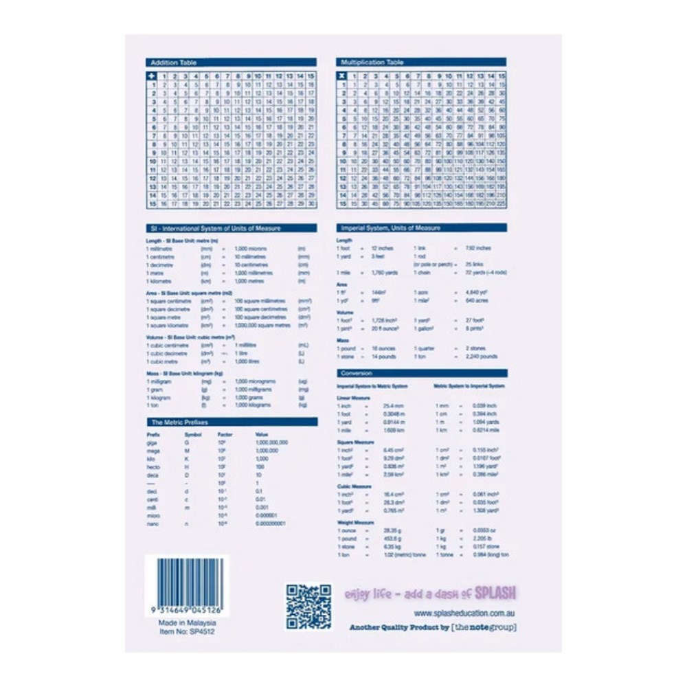 Pads - Splash A4 Grid Binder Exercise Book 5mm 128 Page - Stuart and ...