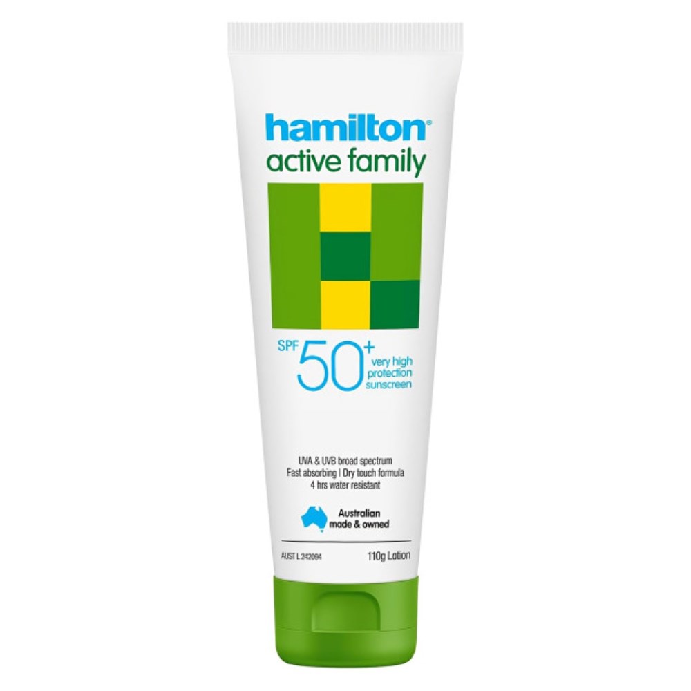 Safety - Hamilton Active Family Sunscreen Lotion SPF50+ 110g Tube Box ...