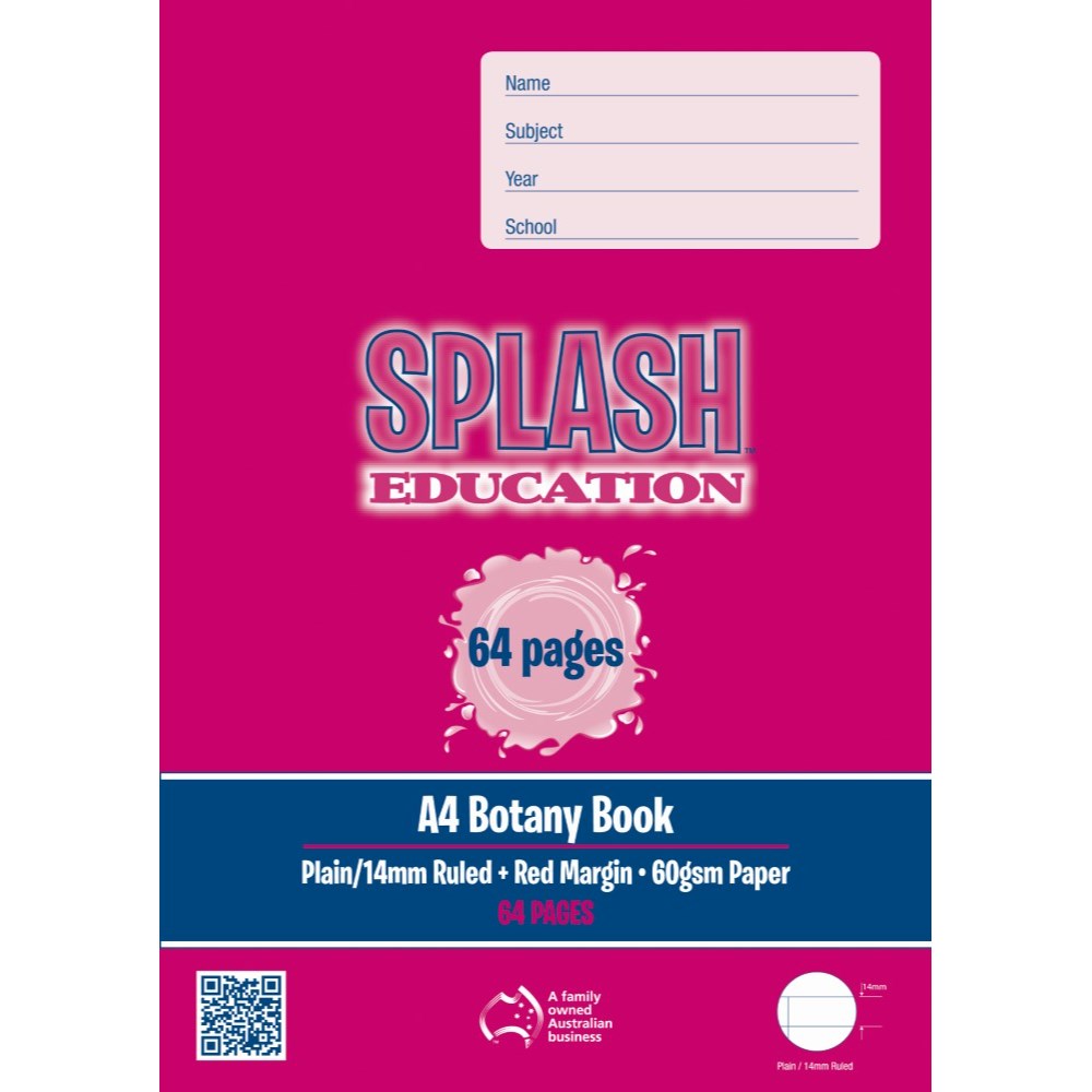 Books - Splash Education Botany Book A4 Plain/14mm Ruled With Red ...
