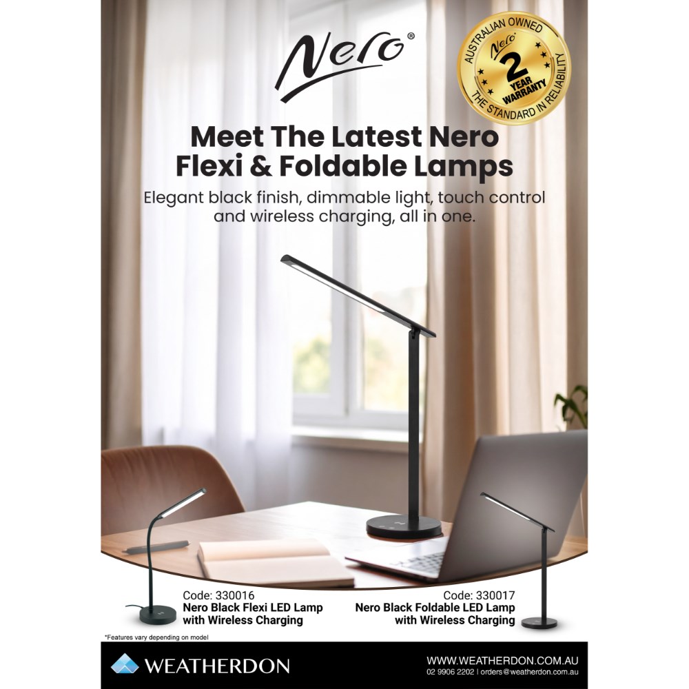 Desk Top Accessories - Nero LED Lamp With Wireless Charging Flexi Black ...